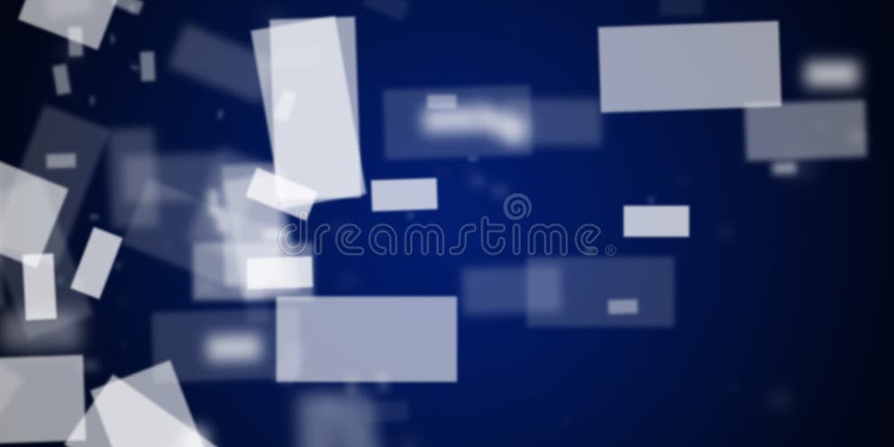 Abstract Dark Blue Background with Flying Rectangular Shapes Stock ...