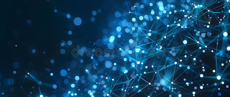 Abstract Dark Blue Background with Glowing Connections and Nodes Stock ...