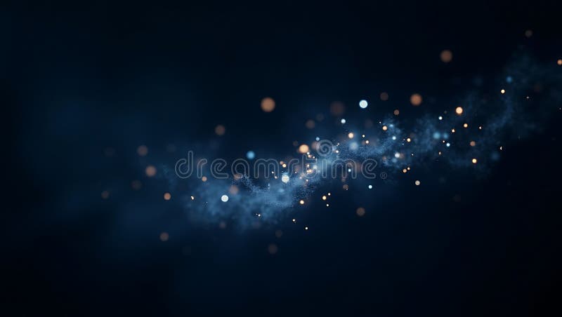 Abstract Dark Blue Background with Glowing Particles and Soft Smoke ...