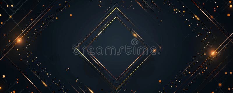 Abstract Dark Blue Background with Golden Lines and Dotted Elements ...