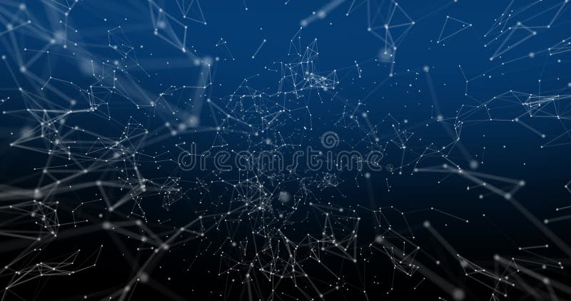 Abstract Dark and Blue Background of Movement of Digital Structures and ...