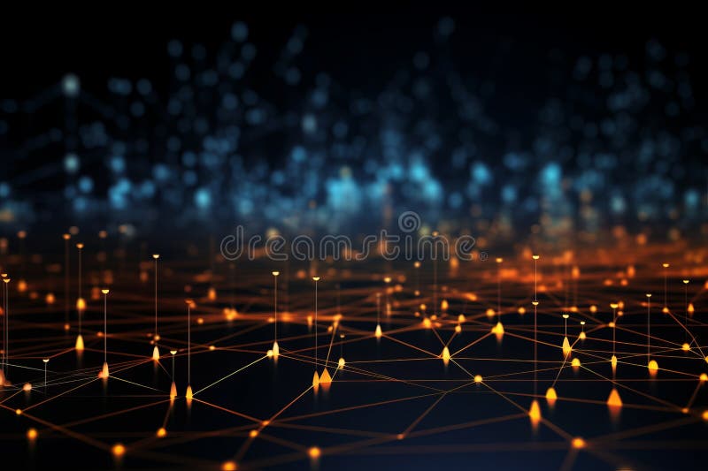 Abstract Dark Blue Background. Network Connection Structure. Grid ...