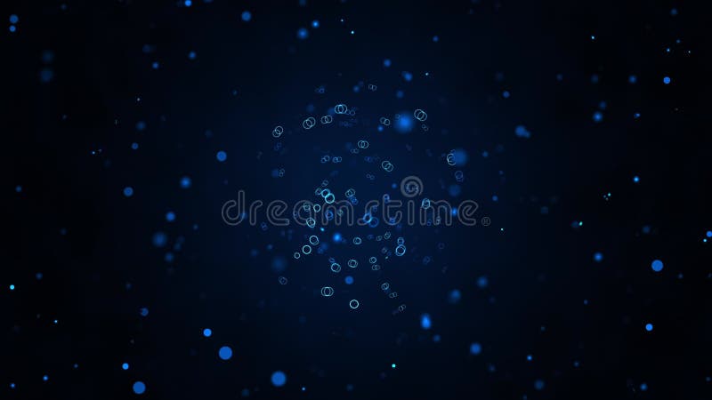 Abstract Dark Blue Background with Spinning Particles and Swirls. 3D ...