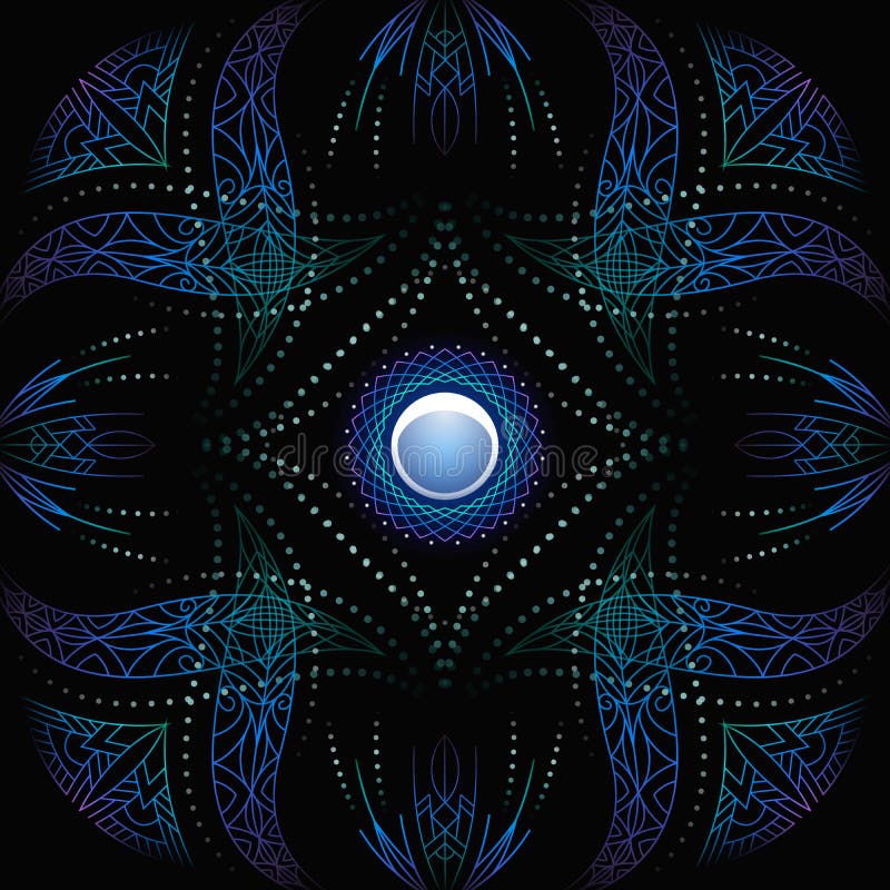 Abstract Dark Blue Circular Pattern Mandala Art Middle Light Blue ...