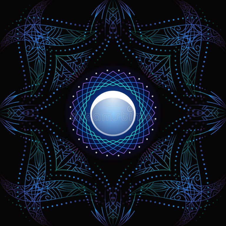 Abstract Dark Blue Circular Pattern Mandala Art Middle Light Blue ...