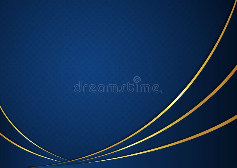 Abstract Dark Blue Color Background Curve Shape and Gold Metallic Color ...