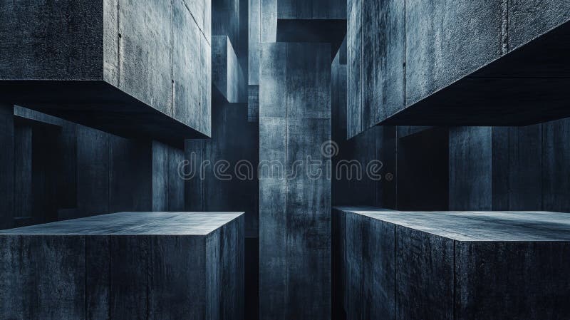 Abstract Dark Blue Geometric Building Blocks Background Stock ...