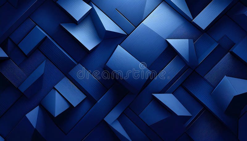 Abstract, Dark Blue Geometric Shapes Create a Shadowy, Three ...