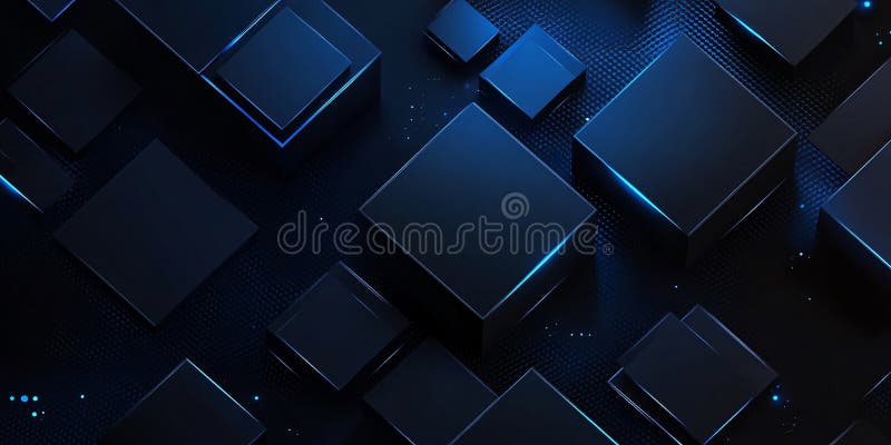 Abstract Dark Blue Glowing Cubes 3D Background High Quality Image Stock ...