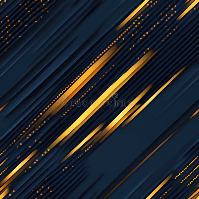 Abstract Dark Blue and Gold Diagonal Lines with Glowing Dots Pattern ...