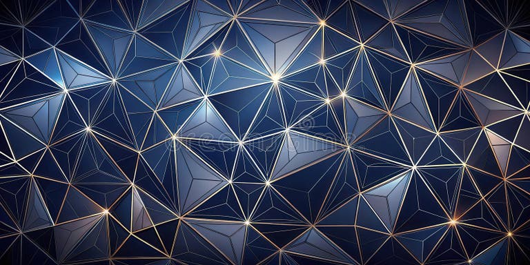 Abstract Dark Blue and Gold Geometric Pattern of Interlocking Triangles ...