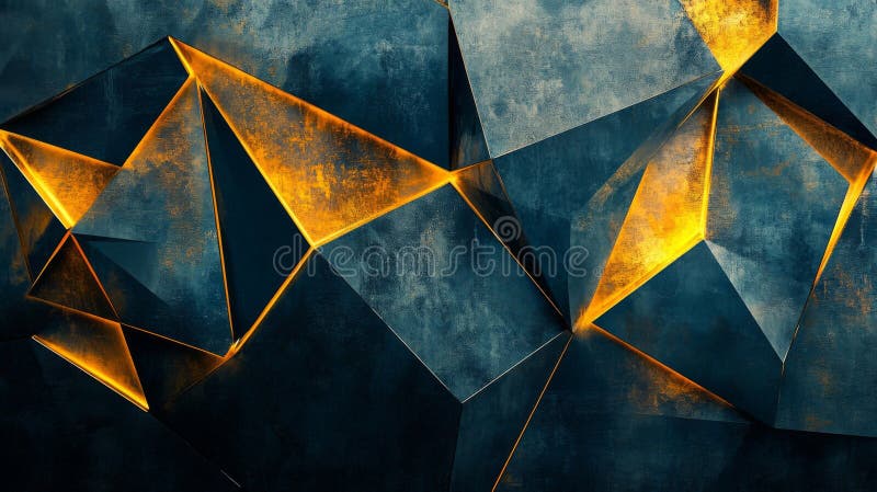 Abstract Dark Blue Gold Geometric Wall Art Stock Illustration ...