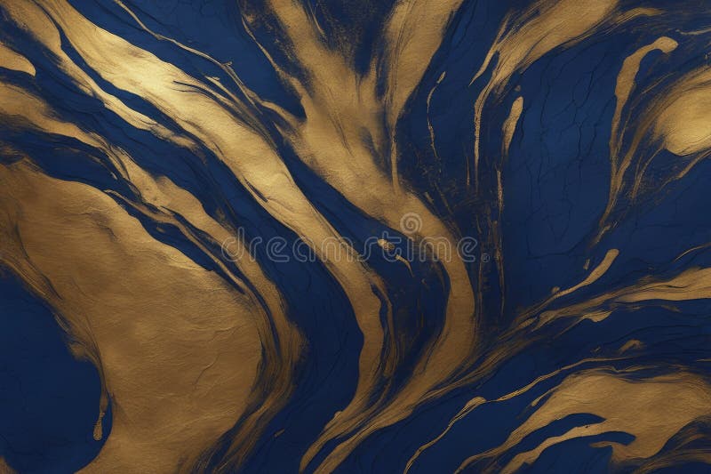 Abstract Dark Blue and Gold Painting on Canvas Background Texture Stock ...