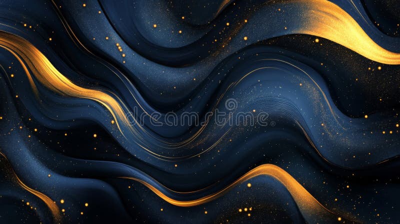 Abstract Dark Blue and Gold Waves Background Stock Illustration ...