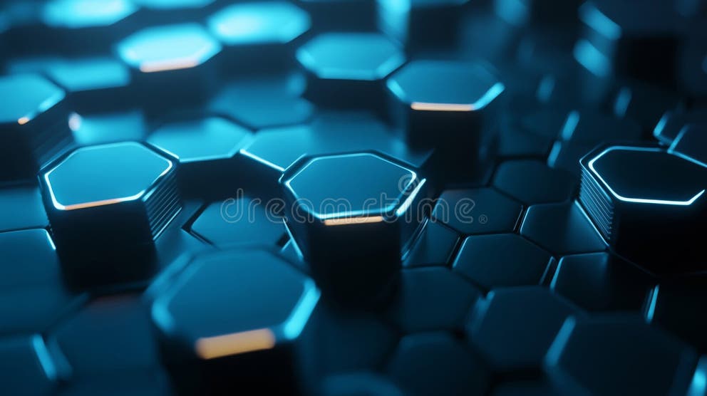 Abstract Dark Blue Hexagon Background Texture with Geometric Pattern in ...