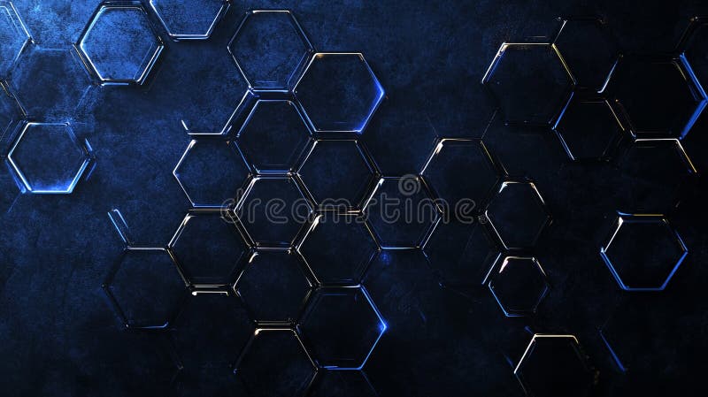 Abstract Dark Blue Hexagon Pattern Background Stock Illustration ...