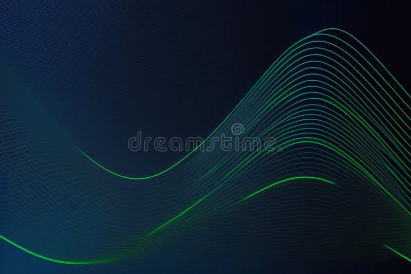 Abstract Dark Blue Mesh Gradient with Glowing Green Curve Line ...