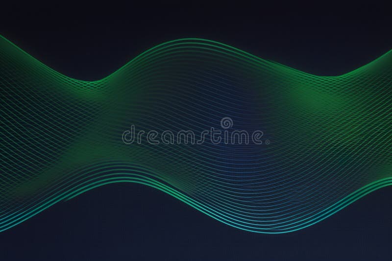 Abstract Dark Blue Mesh Gradient with Glowing Green Curve Line ...