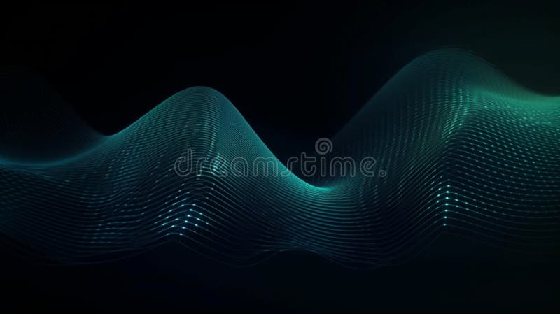 Abstract Dark Blue Mesh Gradient with Glowing Green Curve Lines Pattern ...