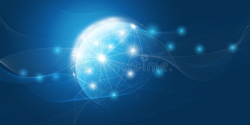 Abstract Dark Blue Minimal Style Futuristic Cloud Computing, Global Network Structure and ...