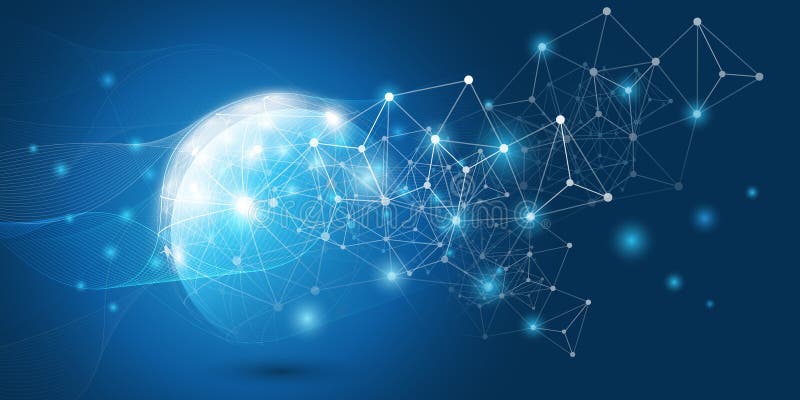 Abstract Dark Blue Minimal Style Futuristic Cloud Computing, Global Network Structure and ...