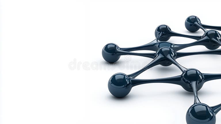 Abstract Dark Blue Molecular Structure 3D Render Stock Illustration ...