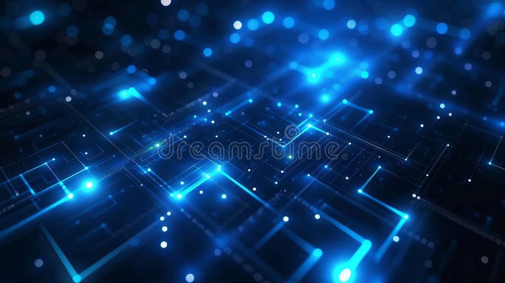 Abstract Dark Blue and Neon Technology Background Stock Image - Image ...