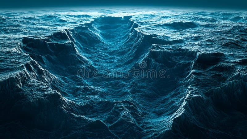 Abstract Dark Blue Ocean Waves Digital Art Stock Illustration ...