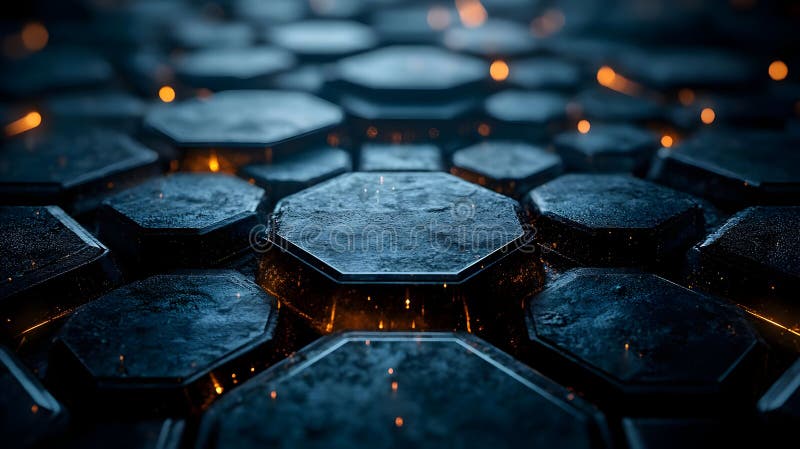 Abstract Dark Blue Octagon Pattern 3D Render Stock Illustration ...