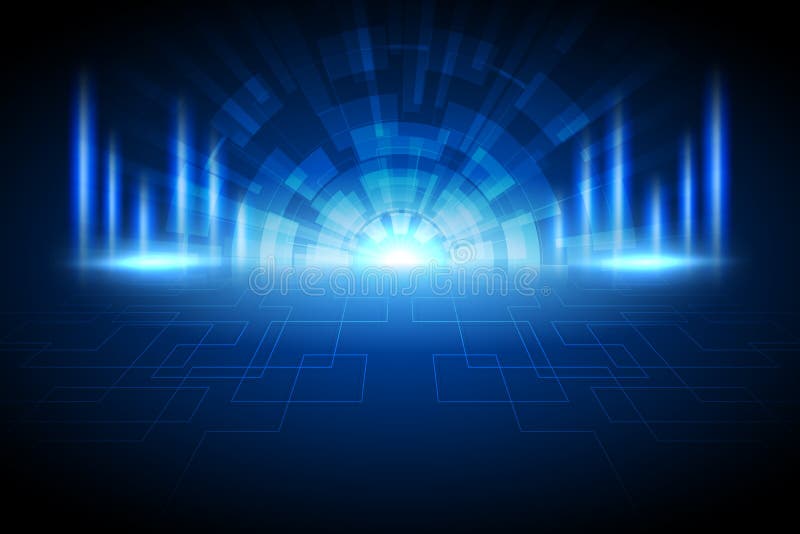 Abstract Dark Blue Technology Background with Circuit Pattern Floor ...