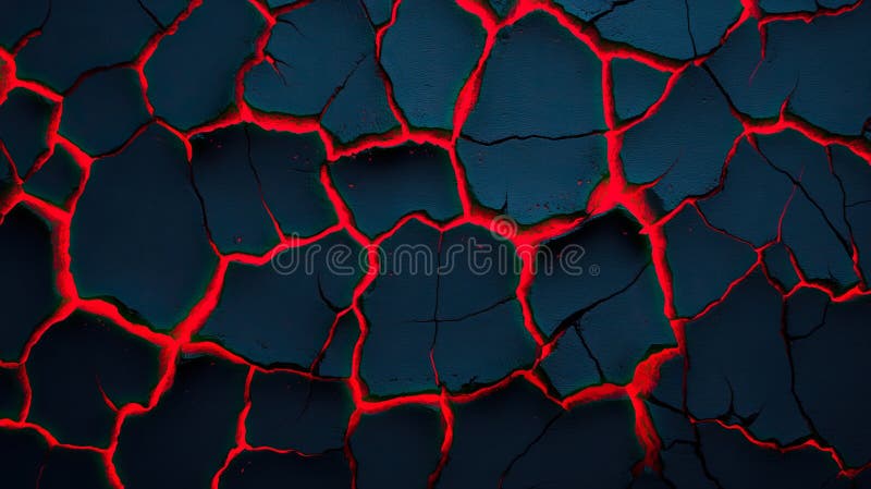 Abstract Dark Blue Texture with Luminous Red Cracks, Geological Pattern ...