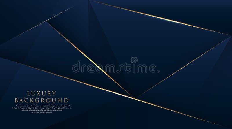 Abstract Dark Blue Triangles Shape Pattern Background with Golden Line ...