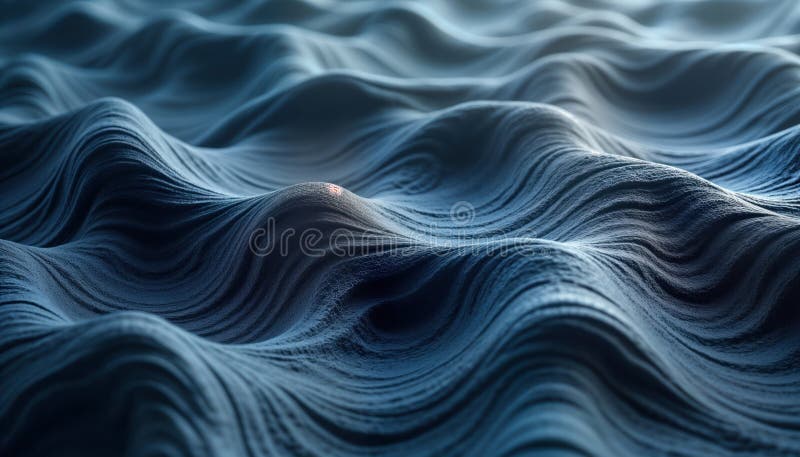 Abstract Dark Blue Waves Form Flowing Patterns. Dynamic Textures Mimic ...