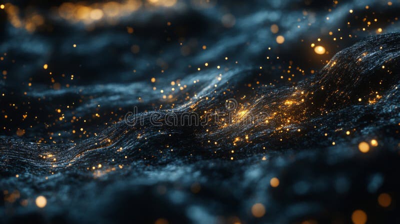 Abstract Dark Blue Waves with Golden Sparks Stock Illustration ...