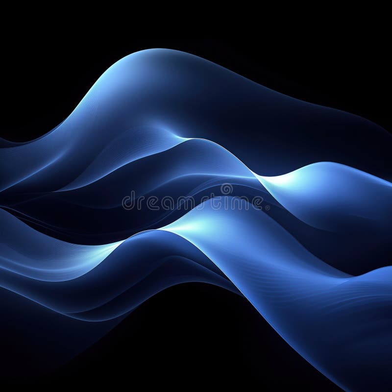 Abstract Dark Blue Wavy Lines on Black Background. Modern Graphic ...