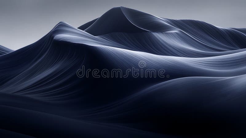 Abstract Dark Blue Wavy Mountain Landscape Stock Illustration ...