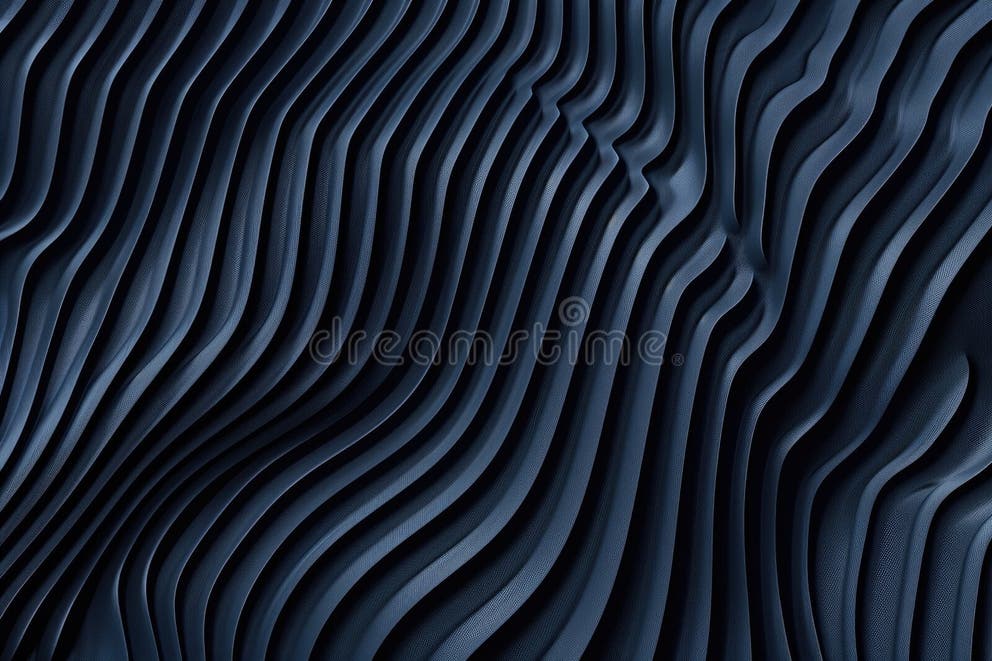 Abstract Dark Blue Wavy Pattern with Sculptural Ribbed Texture ...