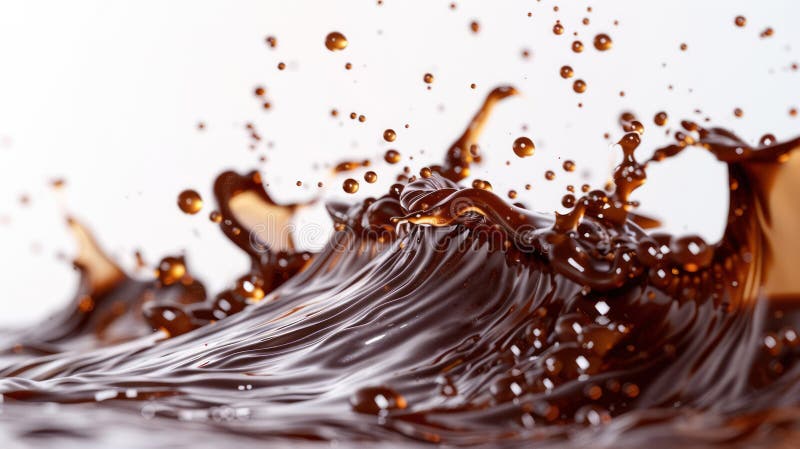 Abstract Dark Brown Cocoa Swirl with Bubbles on Clear Background ...