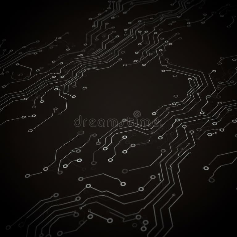 Abstract Dark Circuit Board Background with Glowing Lines Stock ...