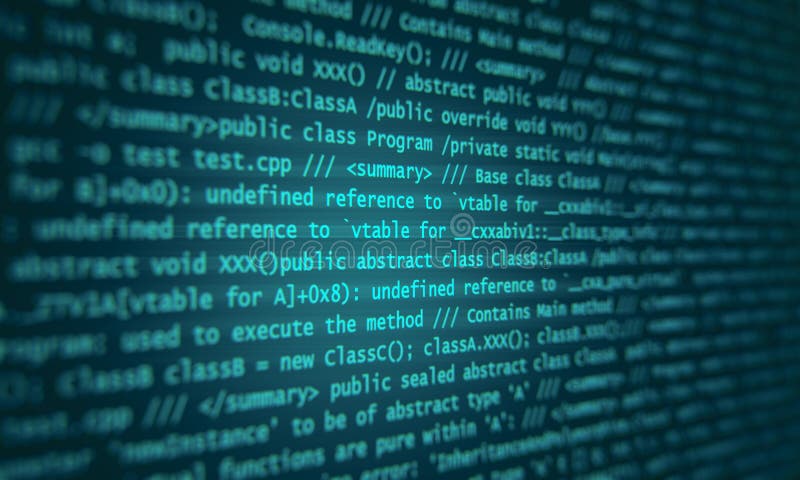 Abstract Dark Coding Backdrop with Text Stock Illustration ...