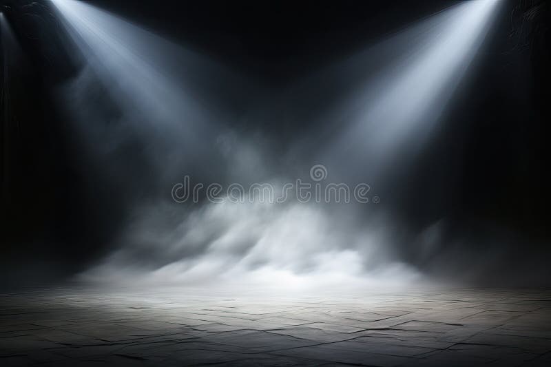 Abstract Dark Concentrate Floor Scene with Mist or Fog, Spotlight and ...