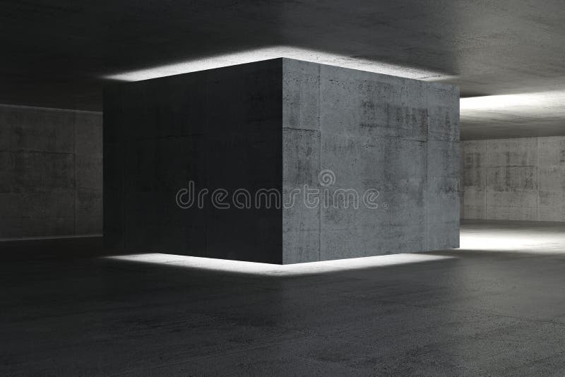 Abstract Dark Concrete Interior Background, 3d Room Stock Illustration ...