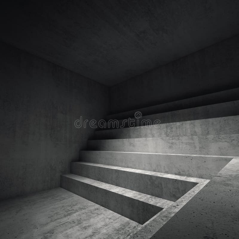 Abstract Dark Concrete Interior 3d Stock Illustration - Illustration of ...