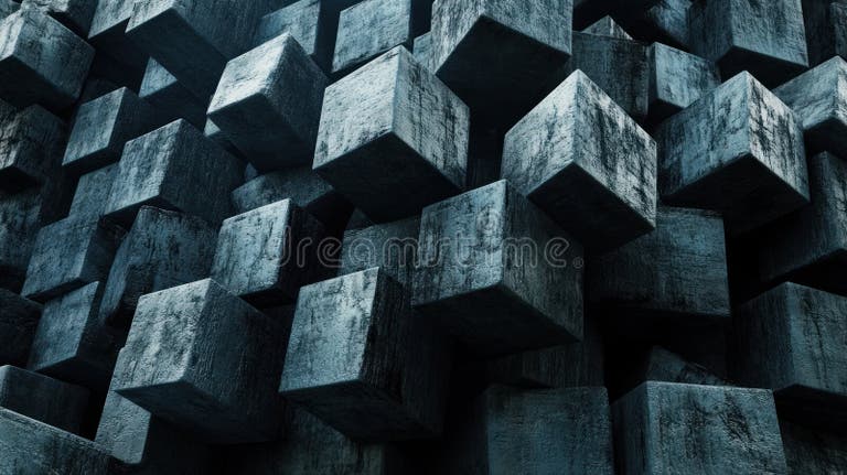 Abstract Dark Cube Composition: a 3D Render of Interlocking Cubes Stock ...