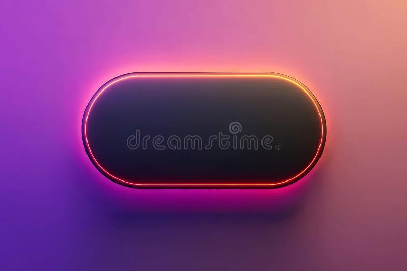 Abstract Dark 3D Oval Shape with Neon Light Border on Gradient ...