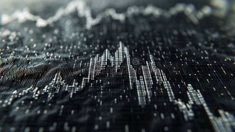 Abstract Dark Data Visualization with Glowing White Spikes Stock ...