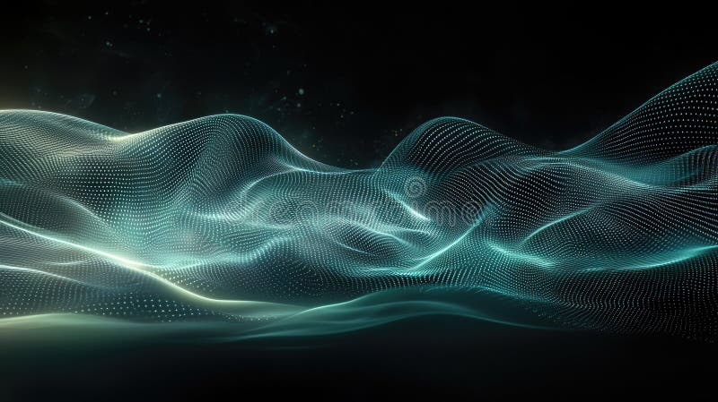 Abstract Dark Digital Themed Background with Flowing Waves and ...
