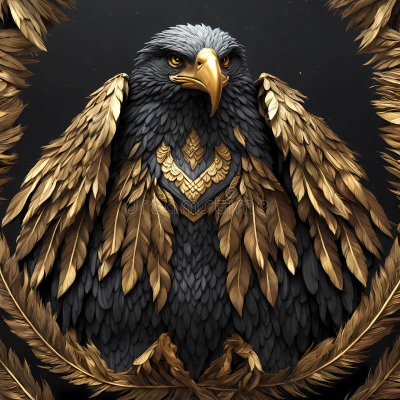 Abstract Dark Eagle with Golden Feathers Stock Illustration ...