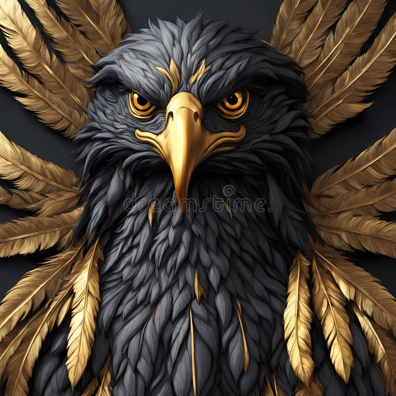 Abstract Dark Eagle with Golden Feathers Stock Illustration ...