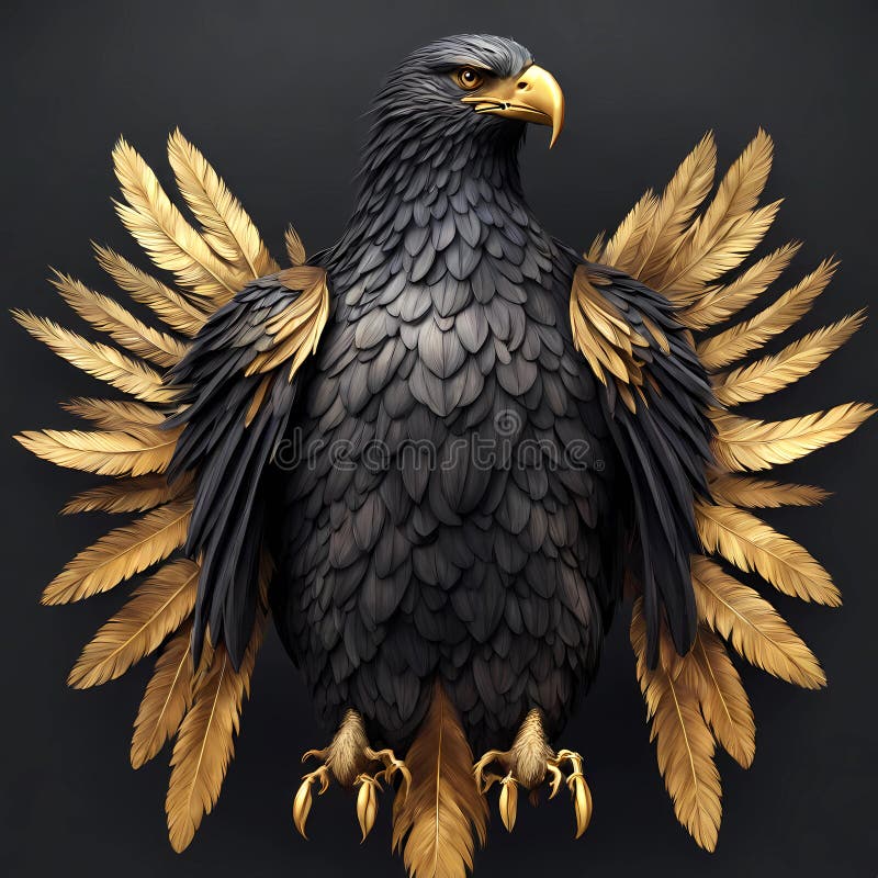 Abstract Dark Eagle with Golden Feathers Stock Illustration ...